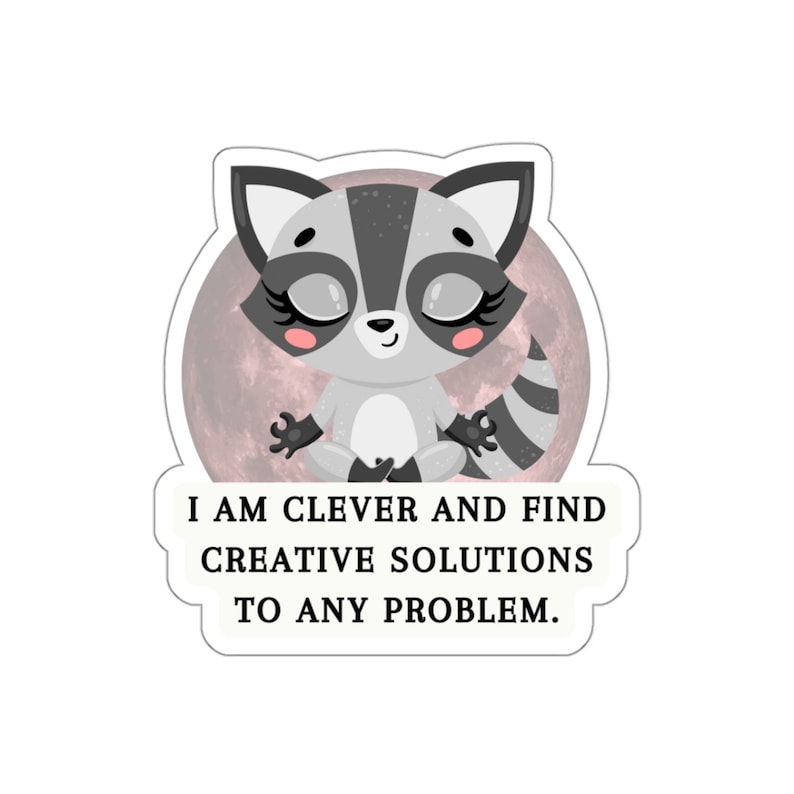 Animal Positive Affirmation Sticker, Cute Raccoon Decal With Celestial ...