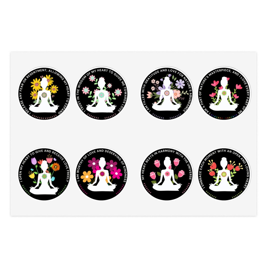 Positive Affirmation Heart Chakra Sticker Set /spiritual Gift for Yoga ...
