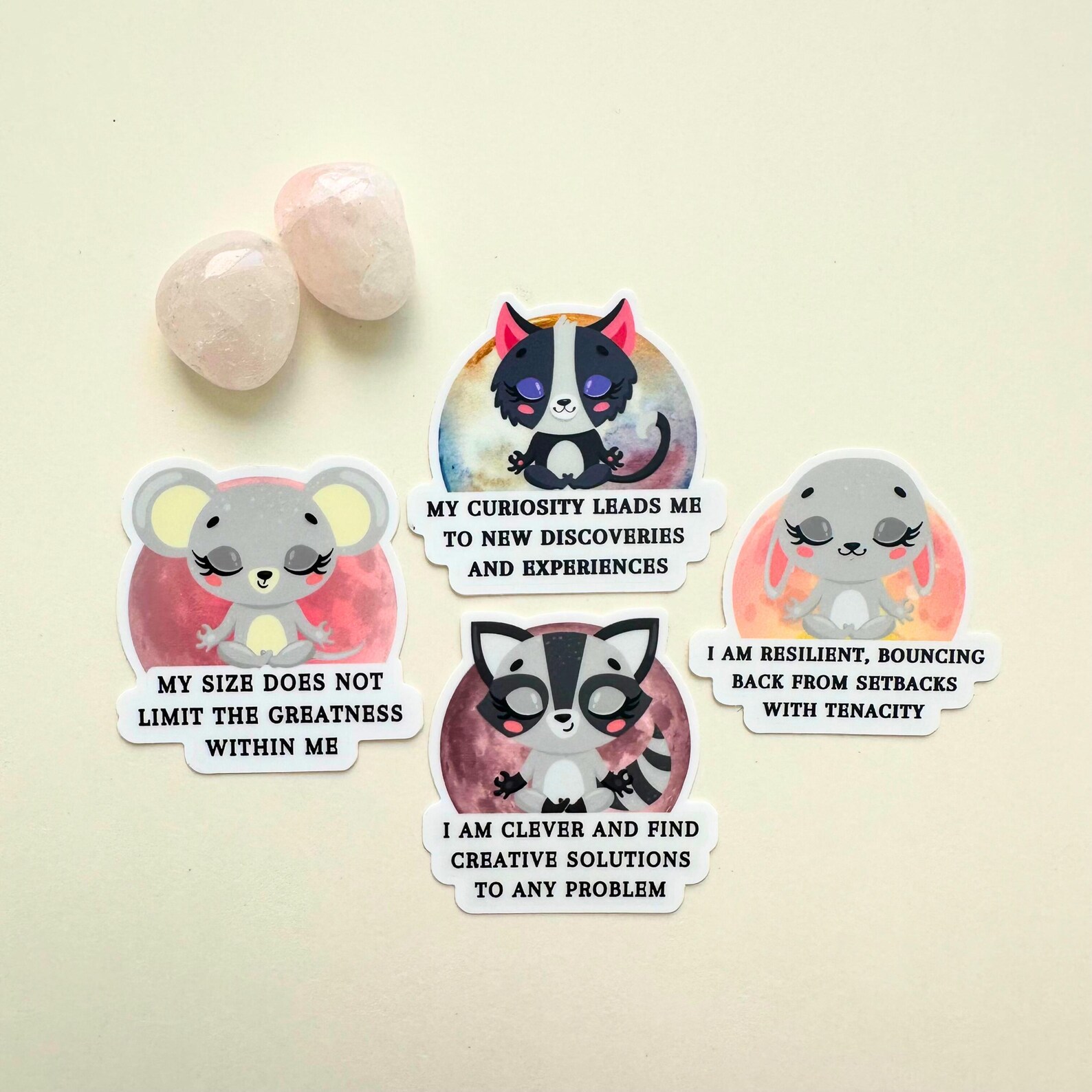 Animal Sticker Set, Inspirational Quotes, Set of 4 Cute Animal Decals ...