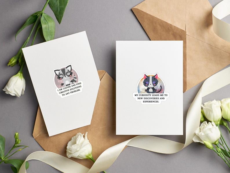 Animal Sticker Set, Inspirational Quotes, Set of 4 Cute Animal Decals ...