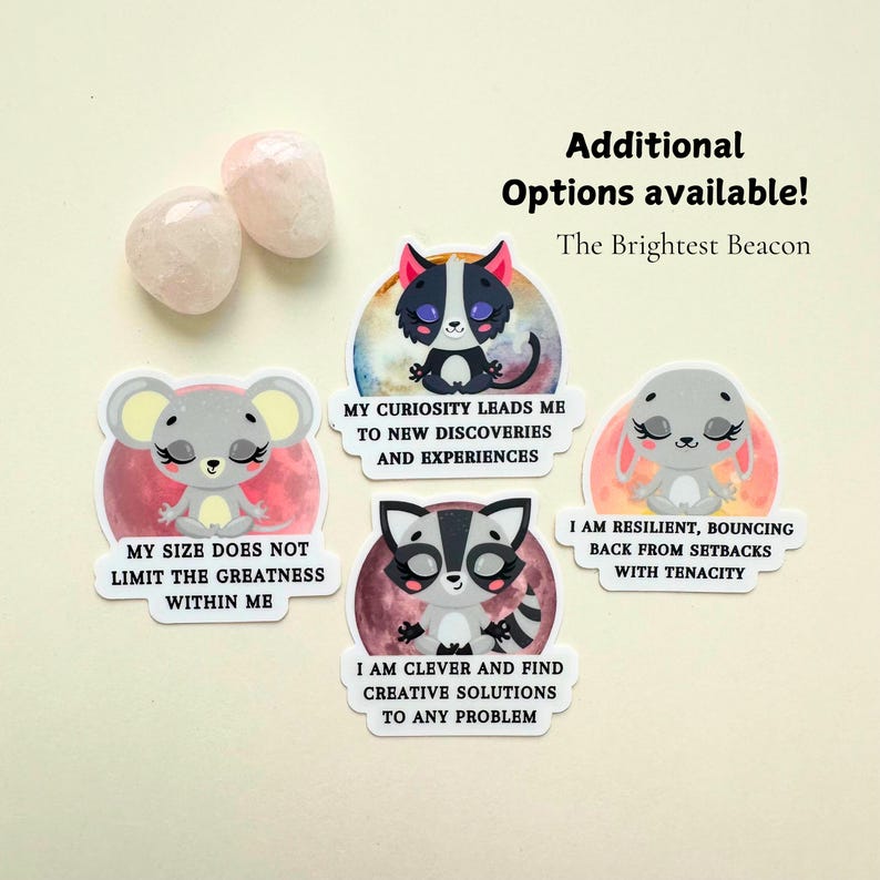 Animal Positive Affirmation Sticker, Cute Raccoon Decal With Celestial ...