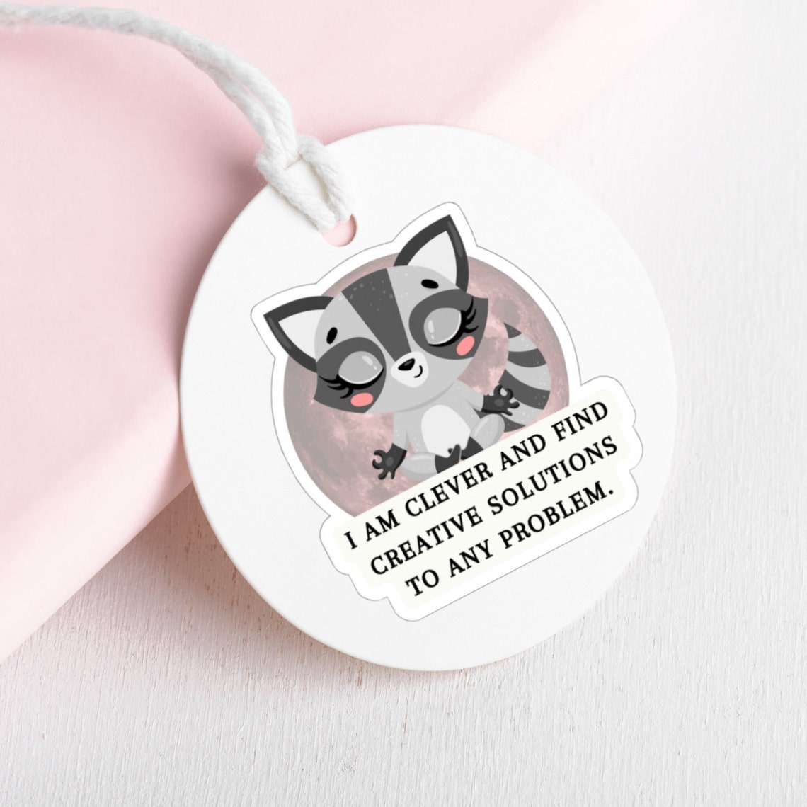 Animal Positive Affirmation Sticker, Cute Raccoon Decal With Celestial ...