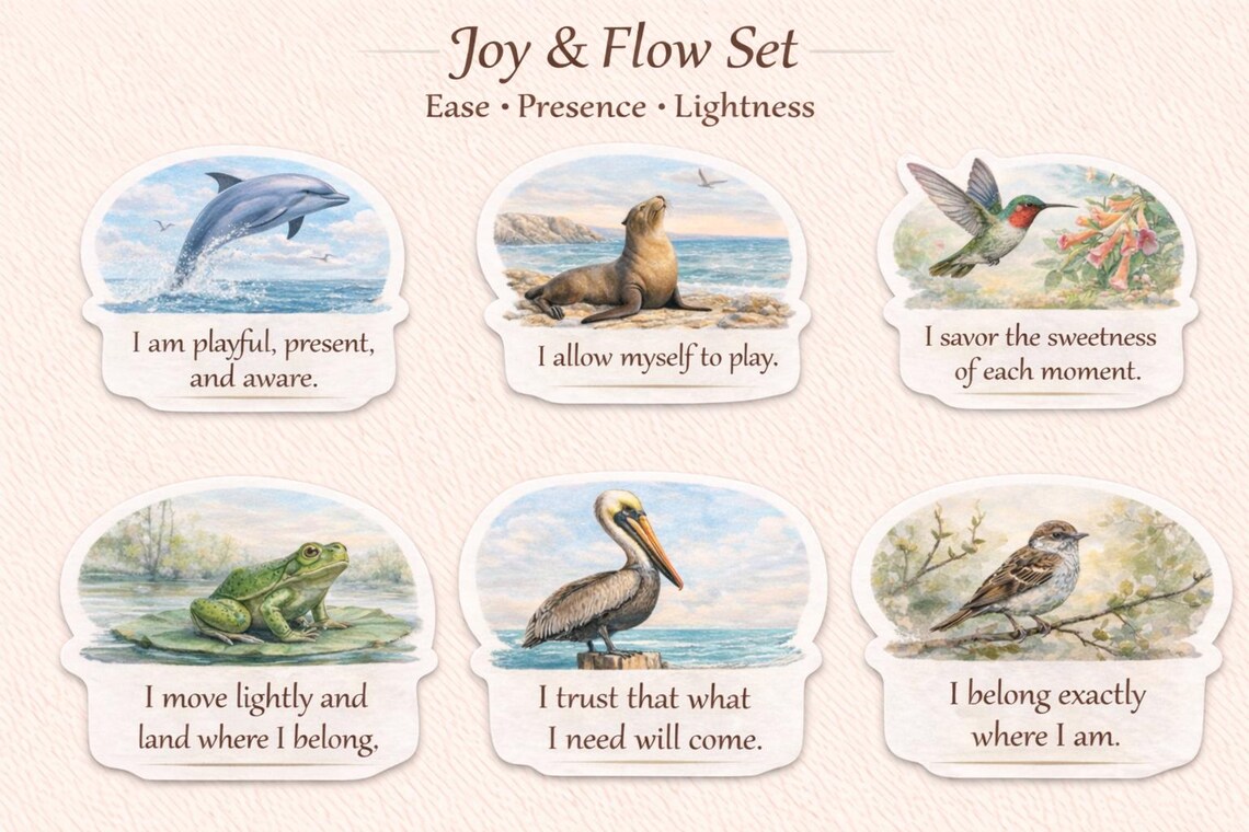 Joy and Flow Affirmation Sticker Sheet, Animal Decal Mindfulness Gift ...