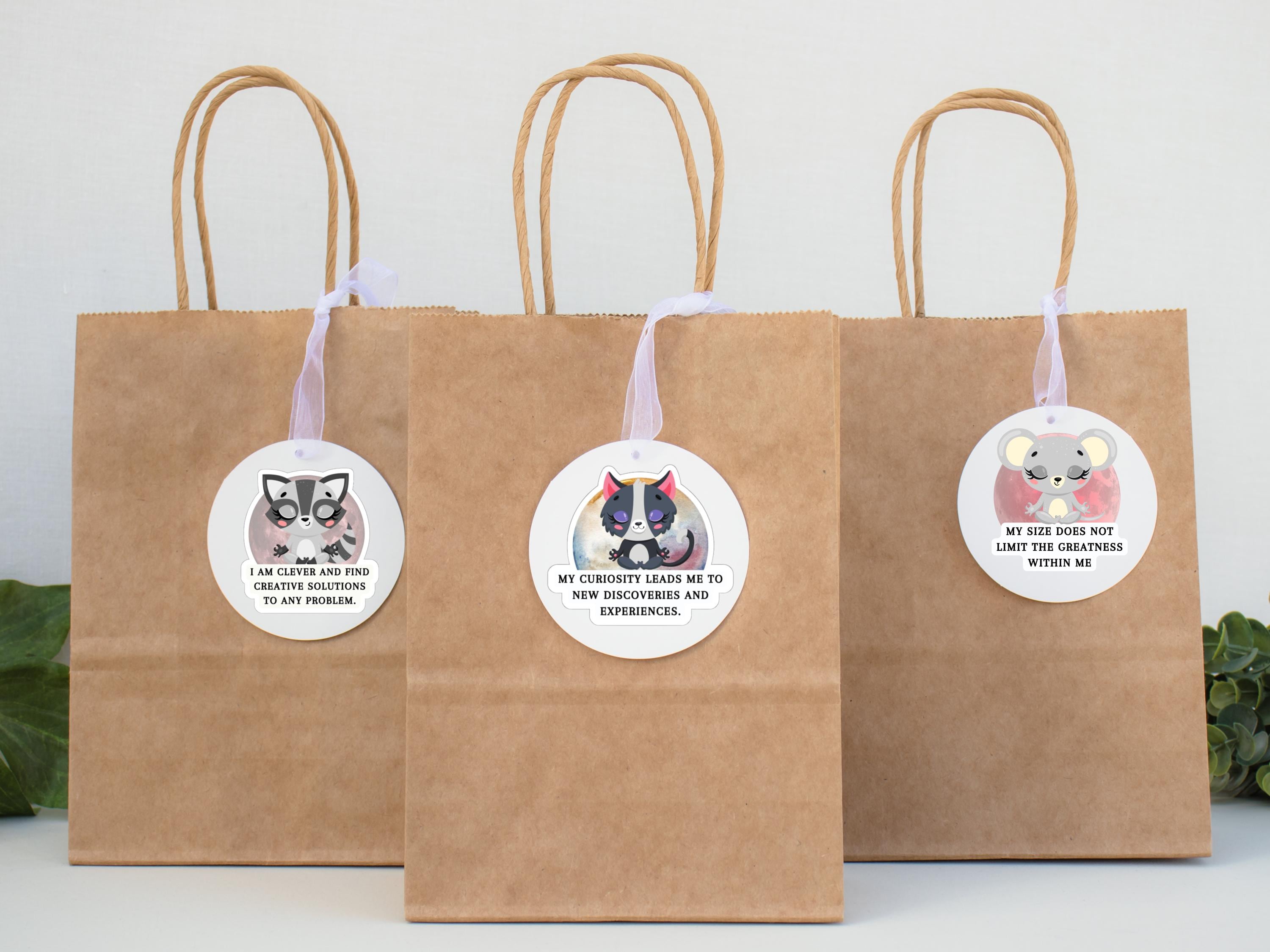 Animal Sticker Set, Inspirational Quotes, Set of 4 Cute Animal Decals ...