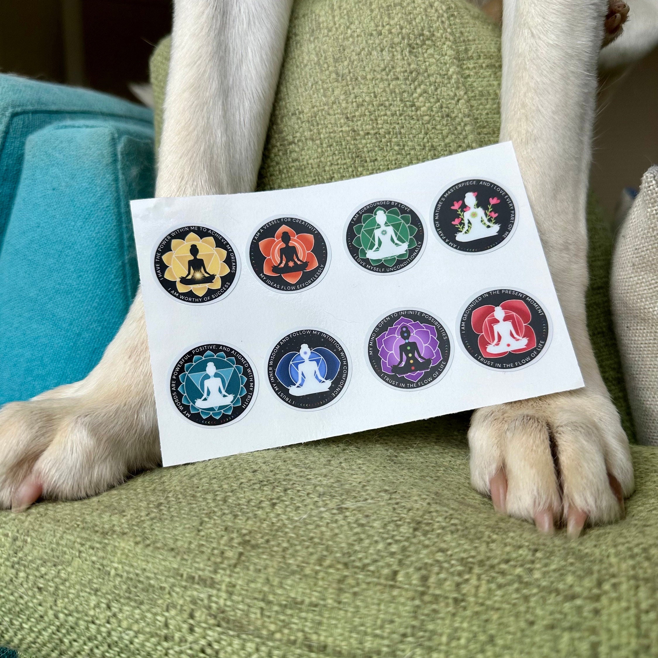 Positive Affirmation Chakra Sticker Set /spiritual Gift for Yoga and ...