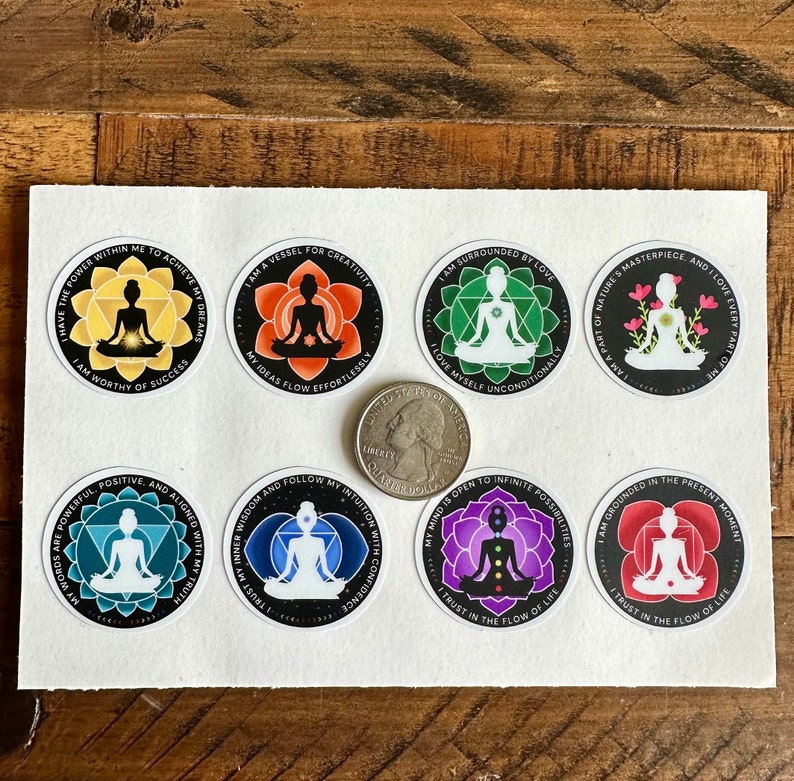 Positive Affirmation Chakra Sticker Set /spiritual Gift for Yoga and ...