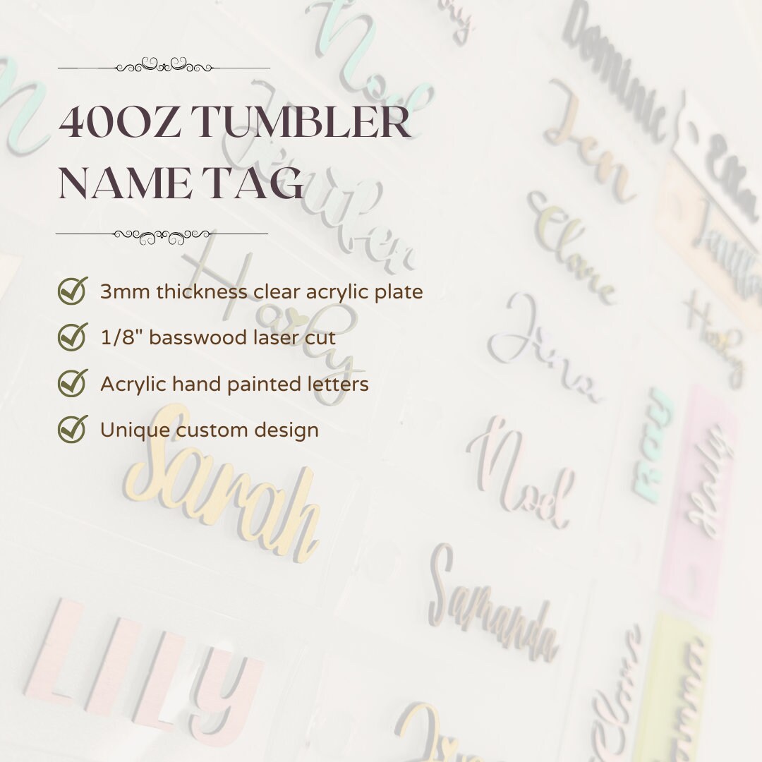 Tumbler Name Tag, Tumbler Name Tag, Custom Tumbler Cup Name Topper ...