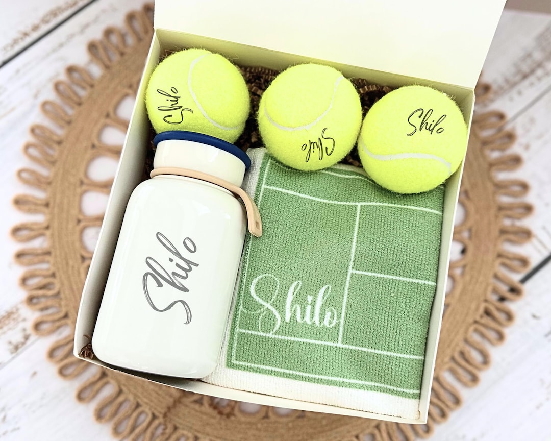 Personalized Tennis Gift Set Custom Name Tennis Balls Sports Towel ...