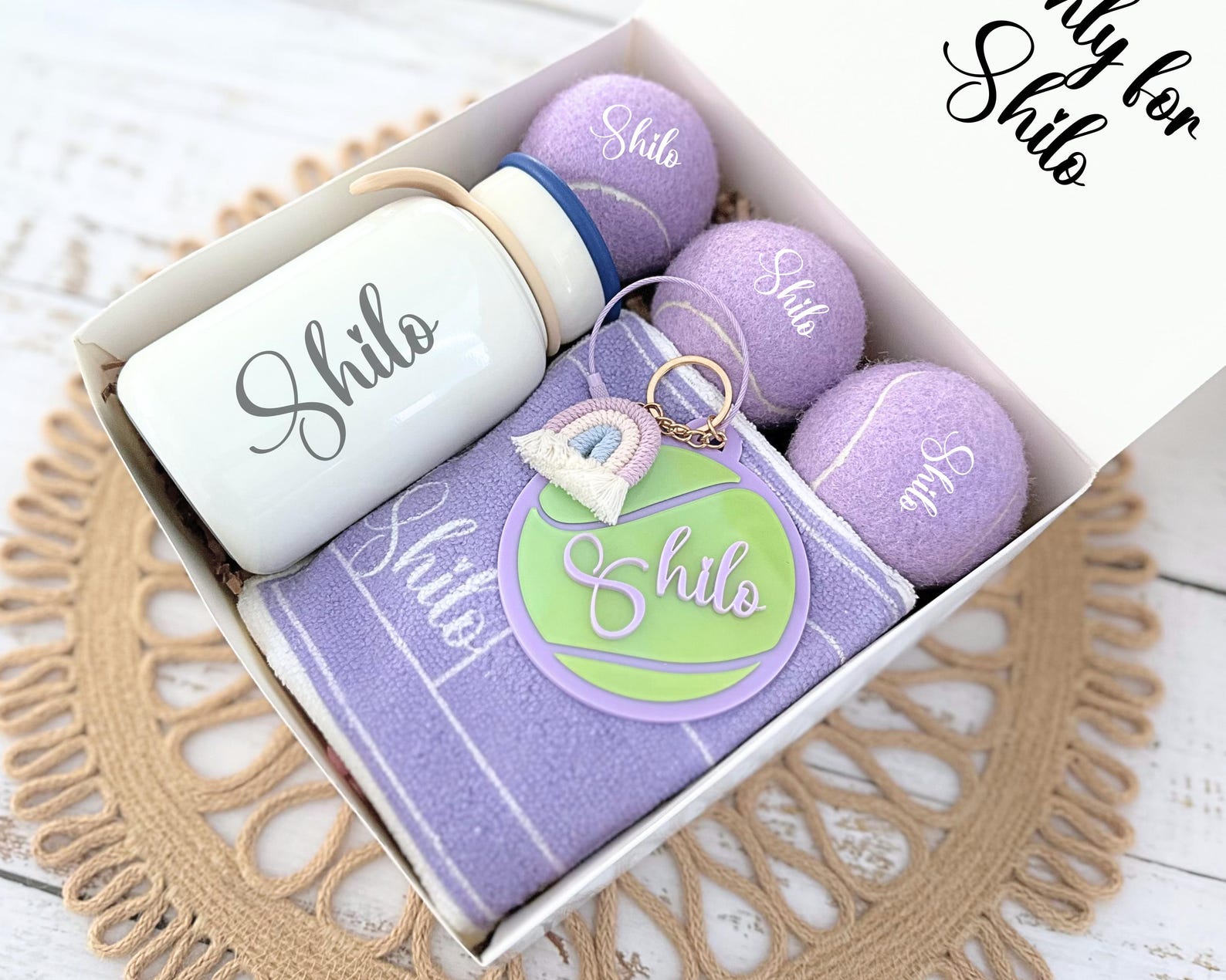 Personalized Tennis Gift Box Set: Engraved Water Bottle, Custom Towel ...