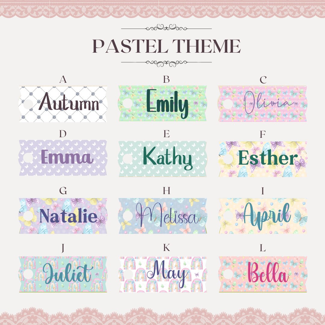 Pastel Tumbler Name Tag, 40oz Tumbler Name Plate, Personalized Name Tag ...