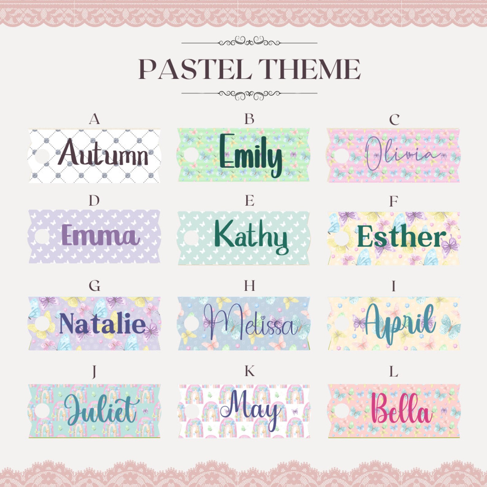 Pastel Tumbler Name Tag, 40oz Tumbler Name Plate, Personalized Name Tag ...