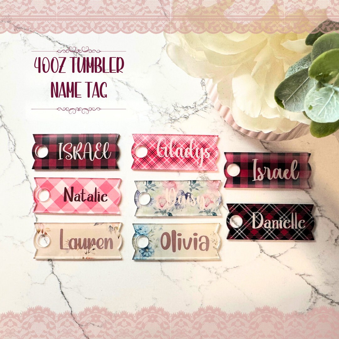 Pastel Tumbler Name Tag, 40oz Tumbler Name Plate, Personalized Name Tag ...