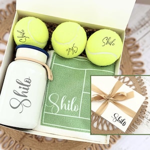 Personalized Tennis Gift Box Set: Engraved Water Bottle, Custom Towel ...