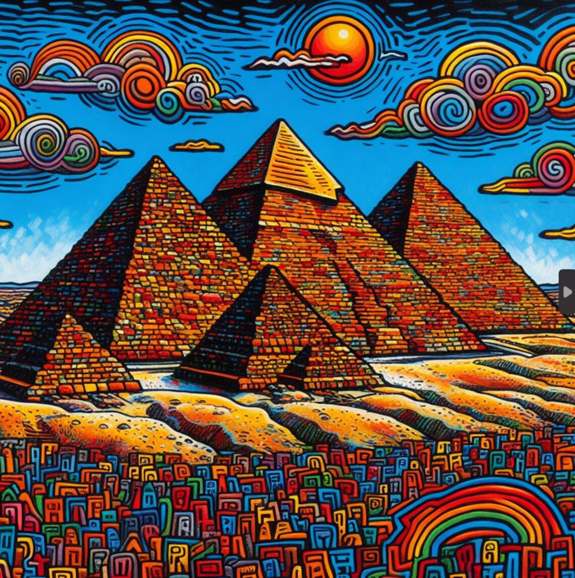 Pyramids of Giza Quirky Digital Art Instant Download - Etsy