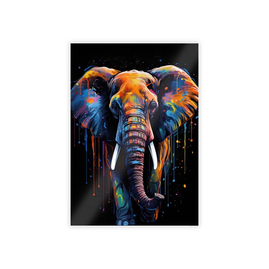 Colorful Elephant Gloss Poster - Etsy