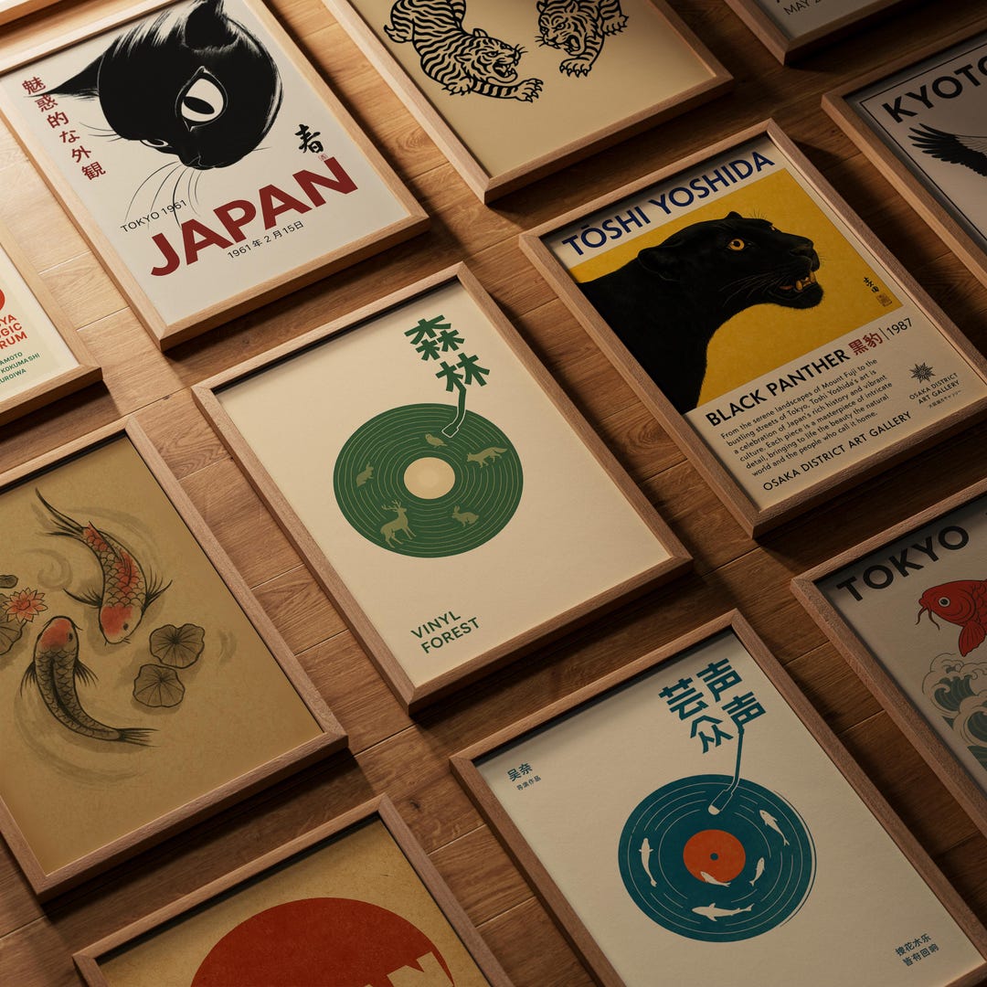 Japanese Poster Set: Retro Gallery Wall Art (digital Download) - Etsy