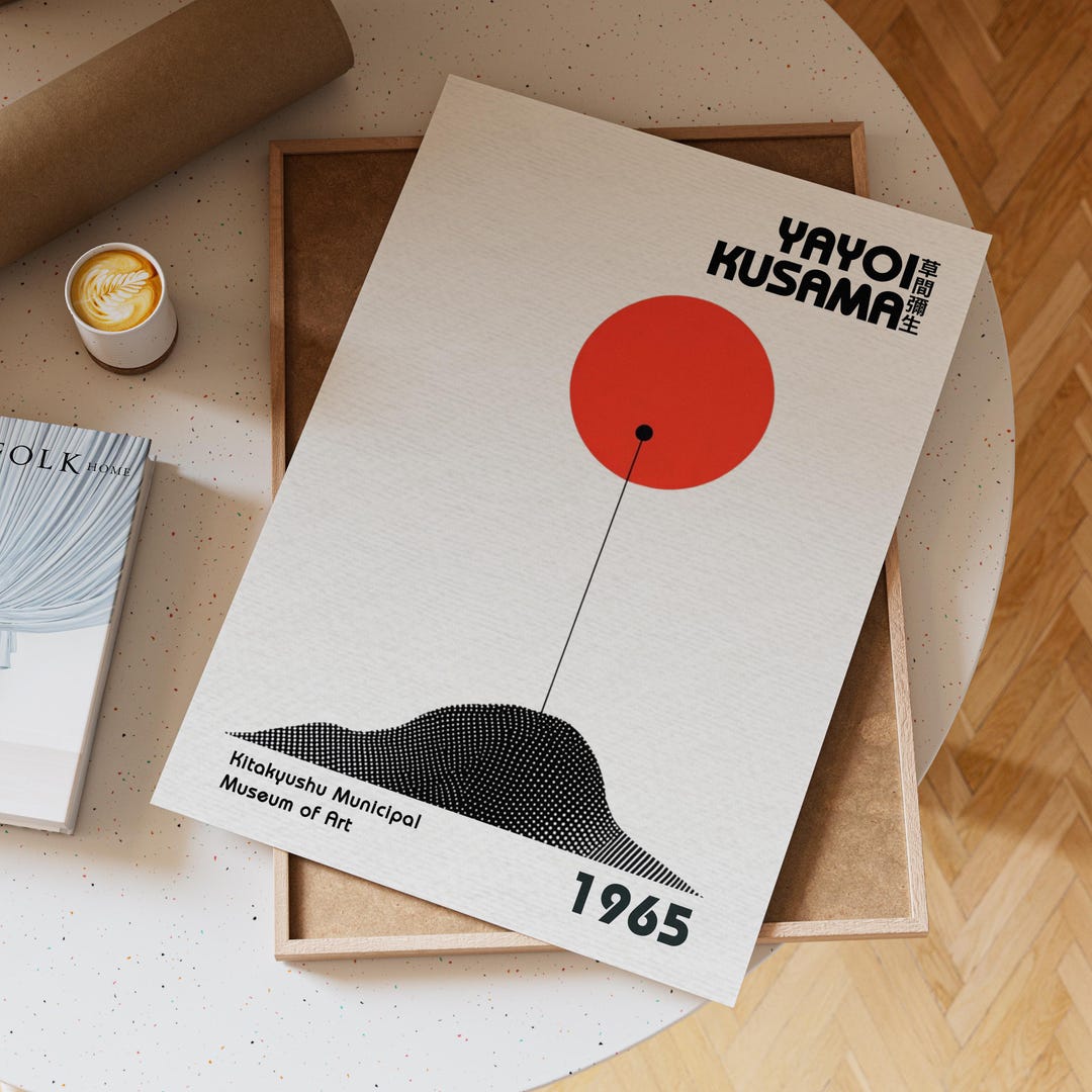 Yayoi Kusama Inspired Red Circle Art Print – Mid-century Modern ...