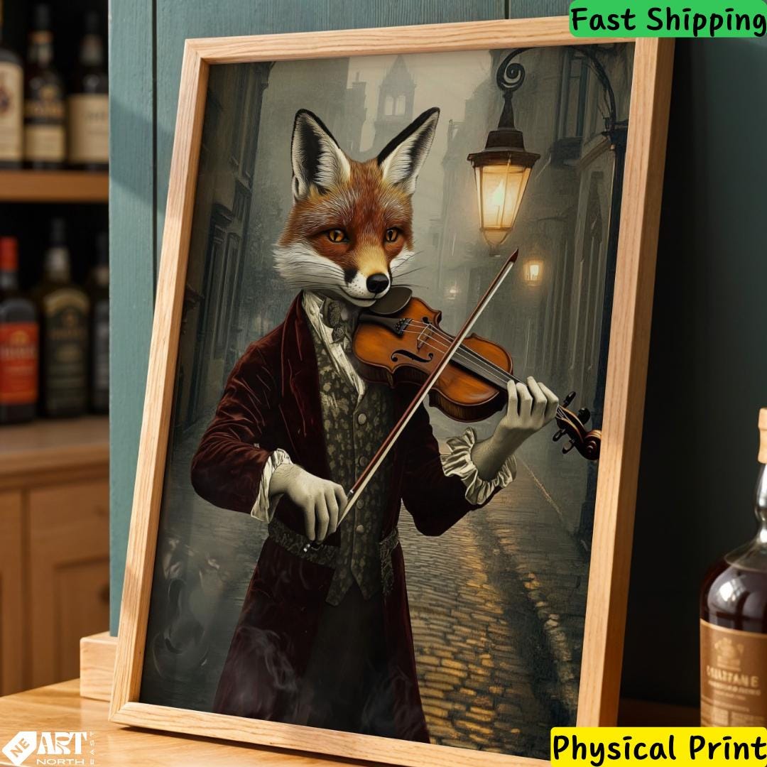 Anthropomorphic Fox Violinist Art Print Victorian Animal Portrait Wall ...