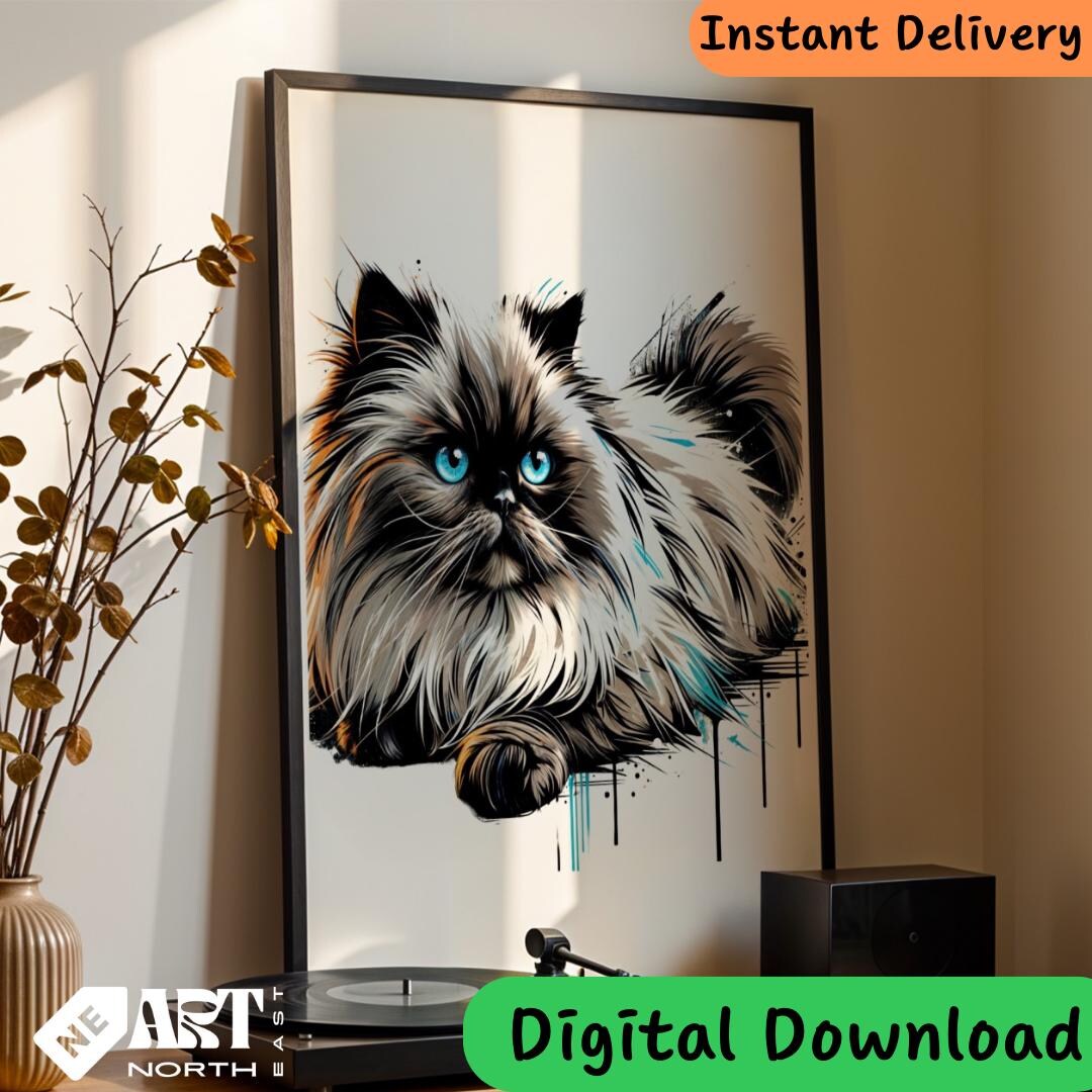 Digital Download - Colorful Himalayan Cat Street Art Print - Perfect ...