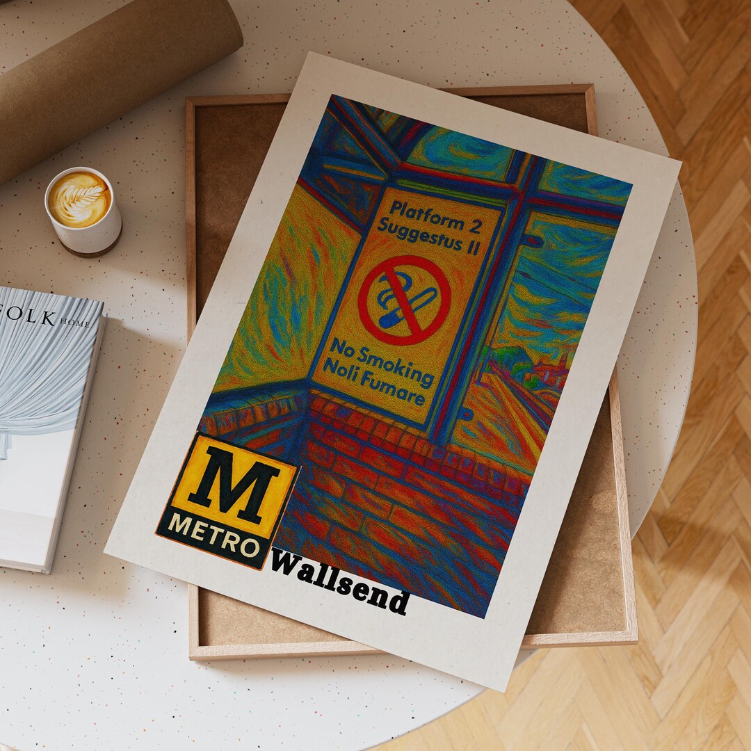 Wallsend Metro 'no Smoking' Sign Art Print – Latin, Blue & Red (digital ...