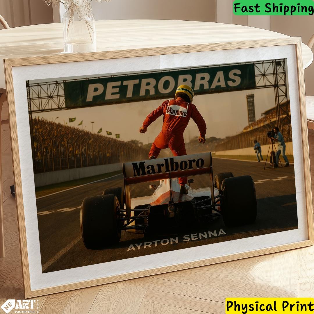 Ayrton Senna Formula 1 Print Retro Motorsport Wall Art Iconic F1 Racing ...