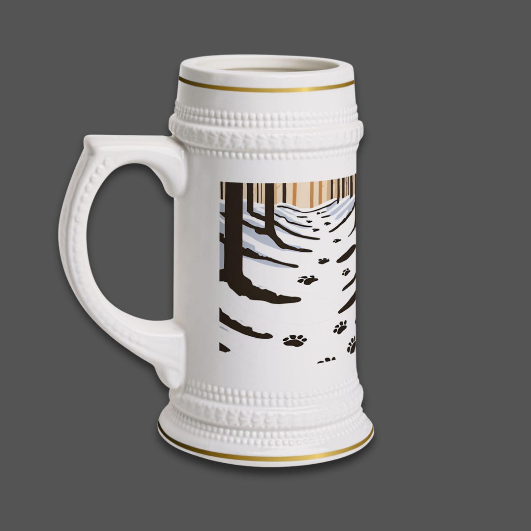 Vintage German Mug, 22oz Ceramic Mug, Winter Theme, Stein Mug ...