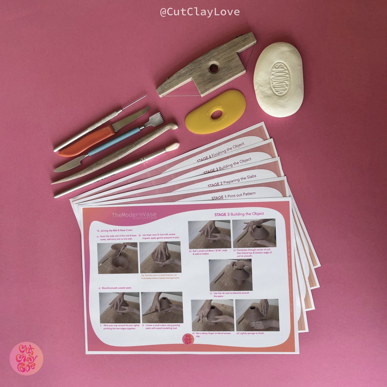 Modern Vase Pottery Template for Slab Building Easy DIY Ceramics Tool ...