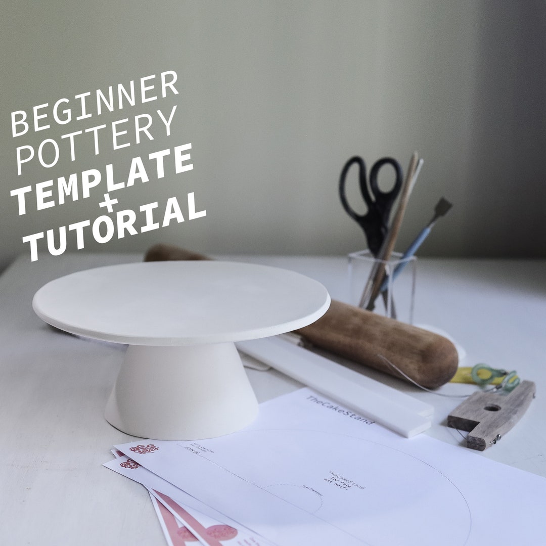 Cake Stand Pottery Template Slab Building Tutorial Easy DIY Digital ...