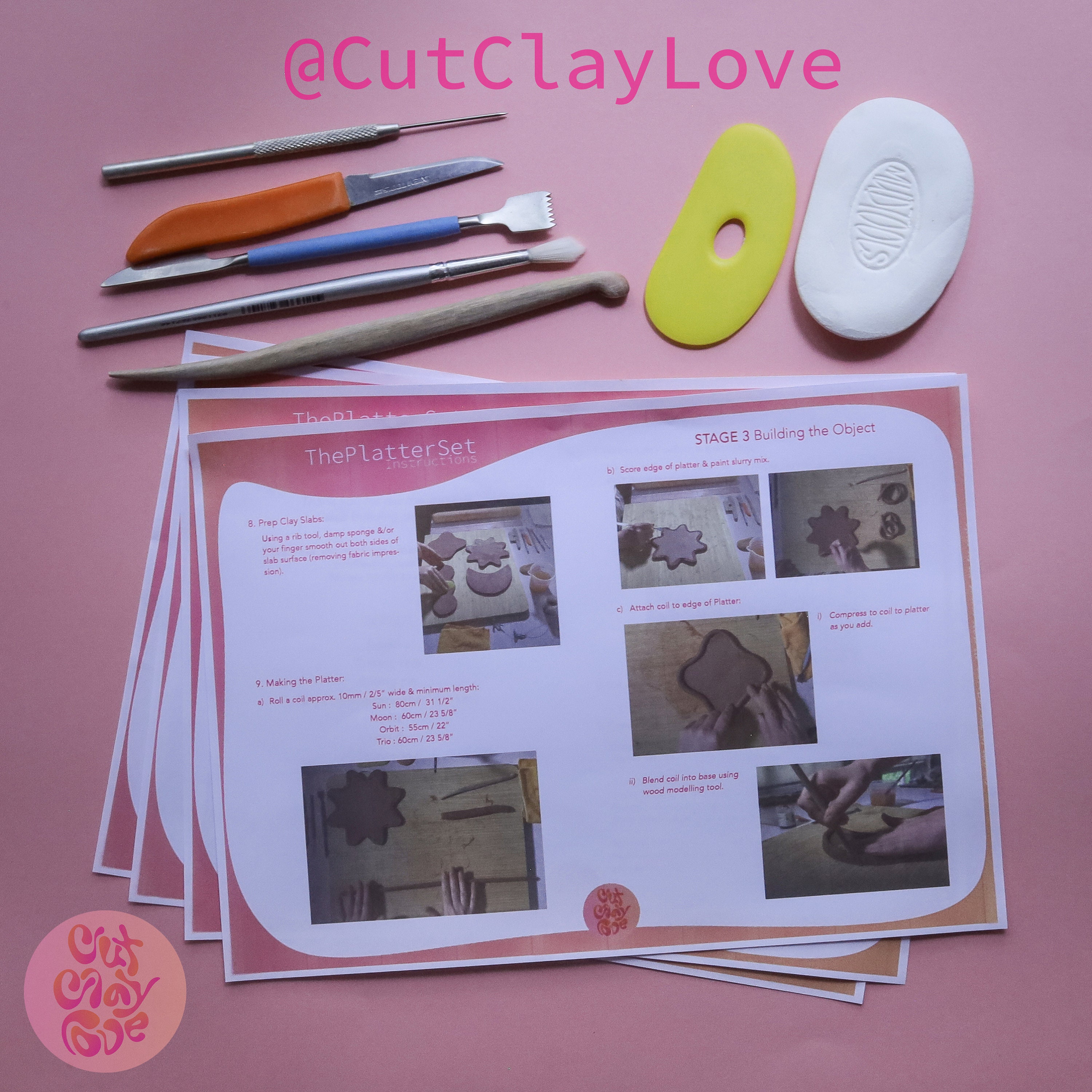 Platter Set Template Slab Building Template DIY Ceramics Handmade Dish ...