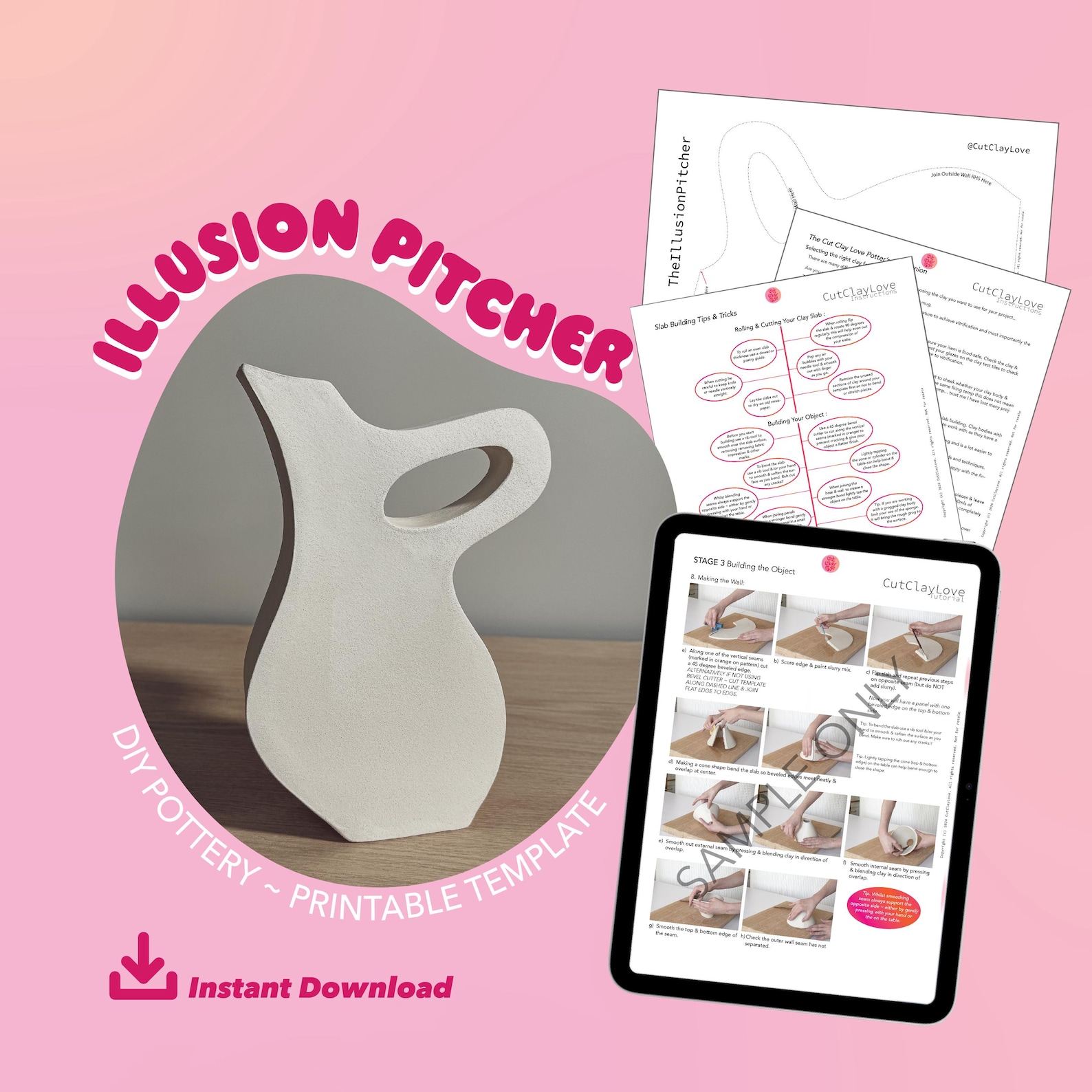 Illusion Pitcher Pottery Template: DIY Ceramics (digital Download) - Etsy