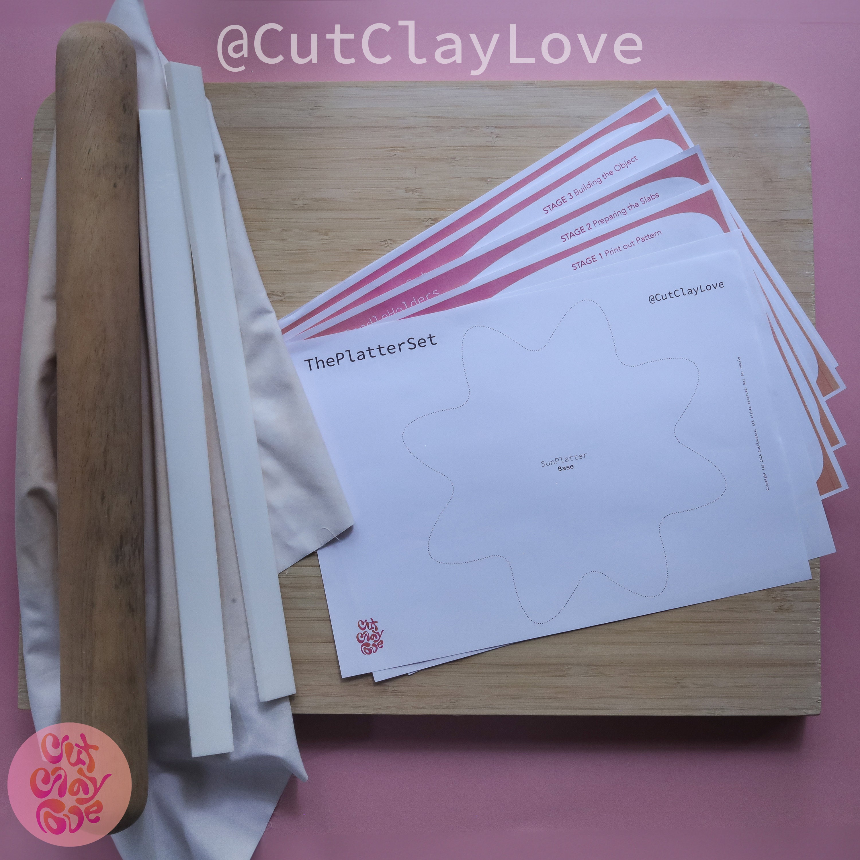 Platter Set Template Slab Building Template DIY Ceramics Handmade Dish ...