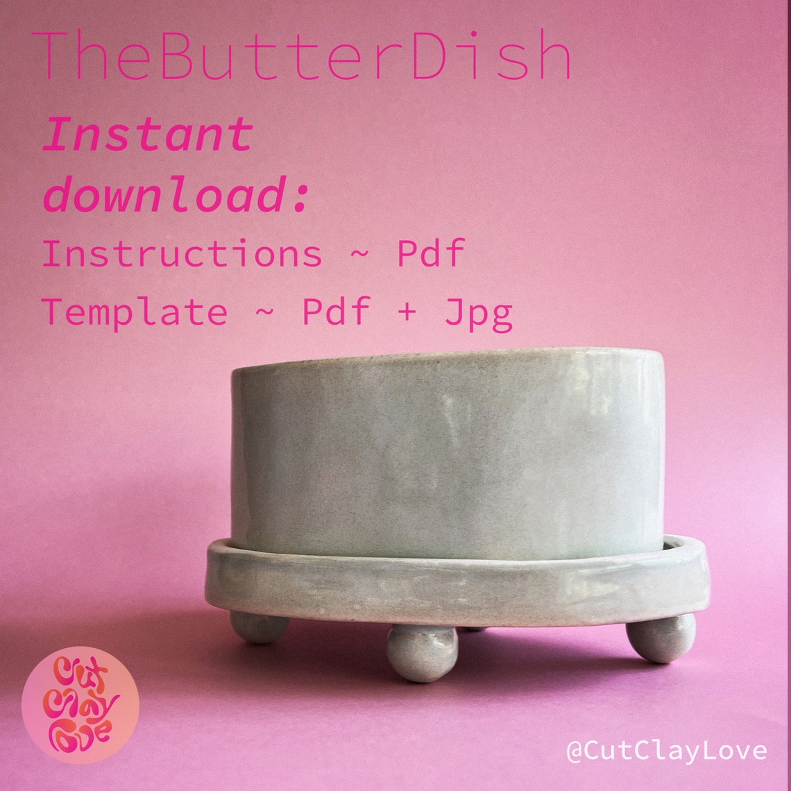 Butter Dish Pottery Template: Slab Building Tutorial (digital Download ...