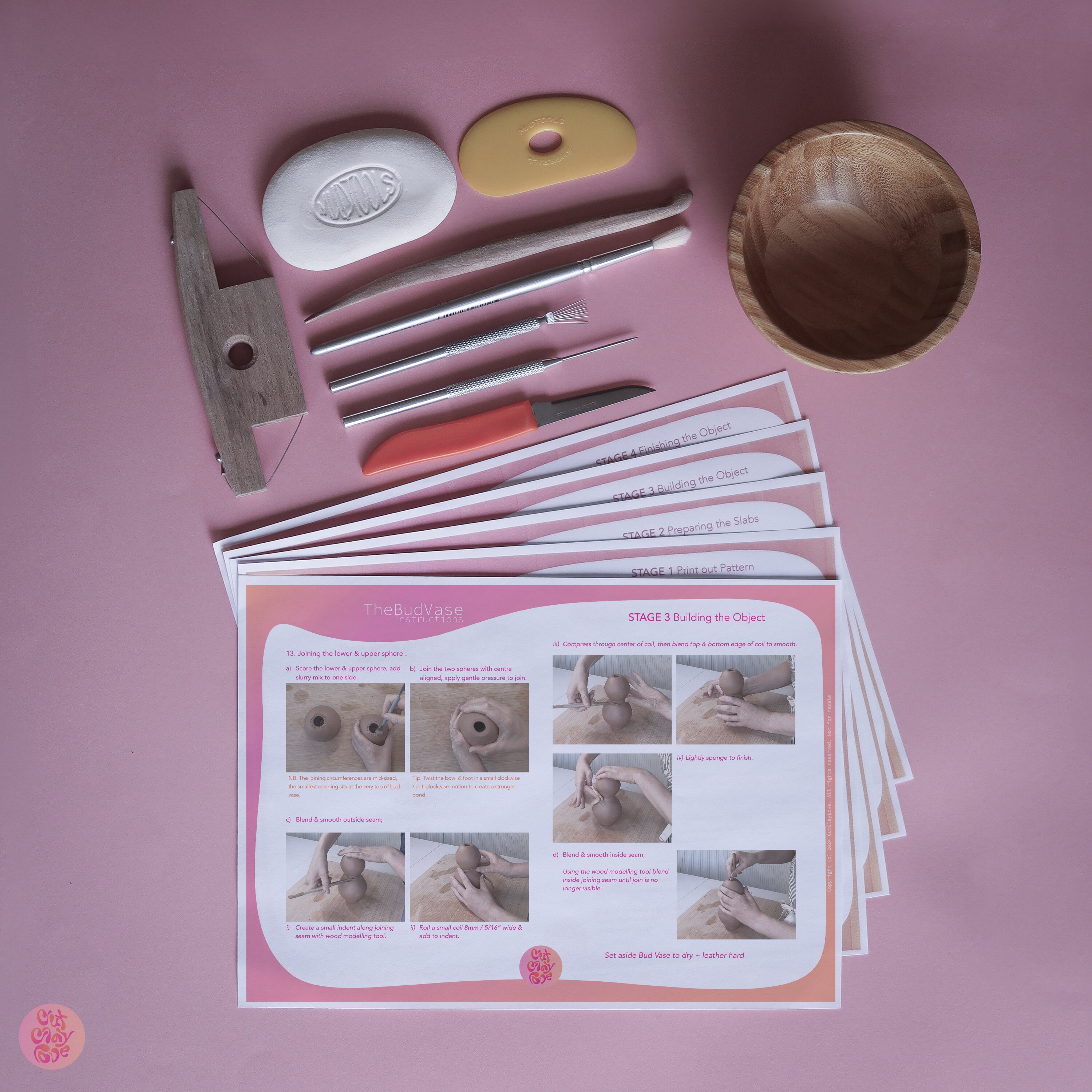 Bud Vase Pottery Template Slab Building Tutorial Easy DIY Ceramics Tool ...