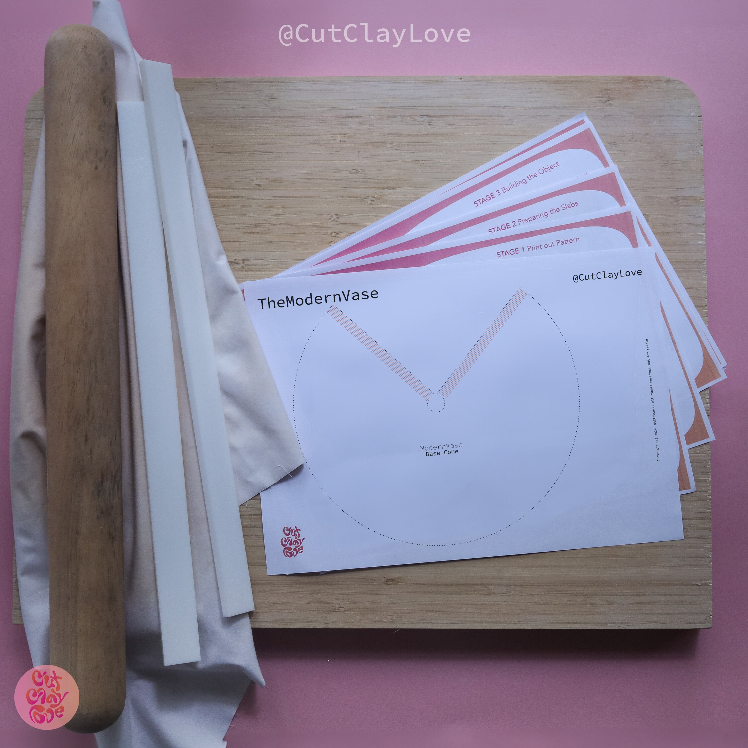 Modern Vase Pottery Template for Slab Building Easy DIY Ceramics Tool ...