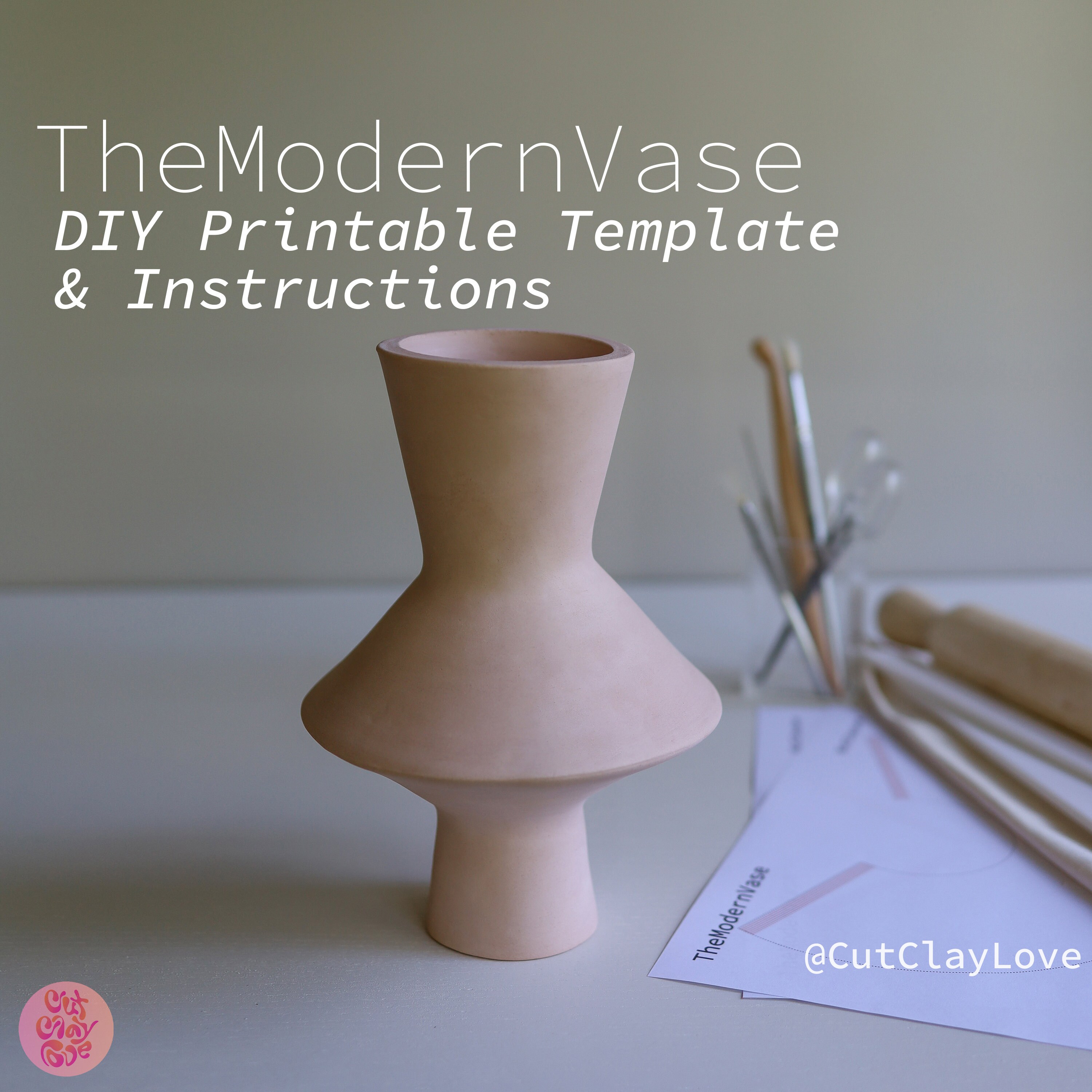 Modern Vase Pottery Template for Slab Building Easy DIY Ceramics Tool ...