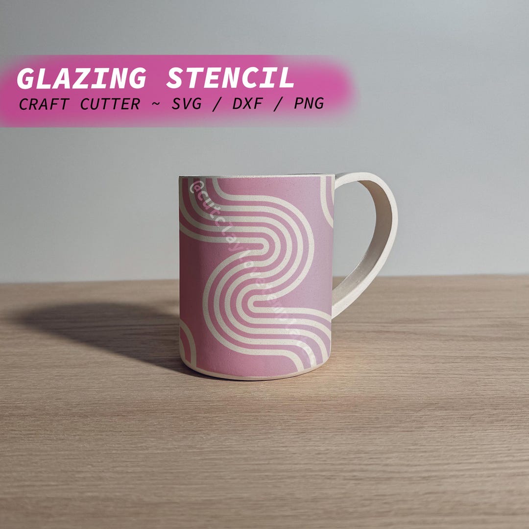 Glaze Stencil Sheet for Craft Cutter ~ Retro Stripe Cup Artwork ...