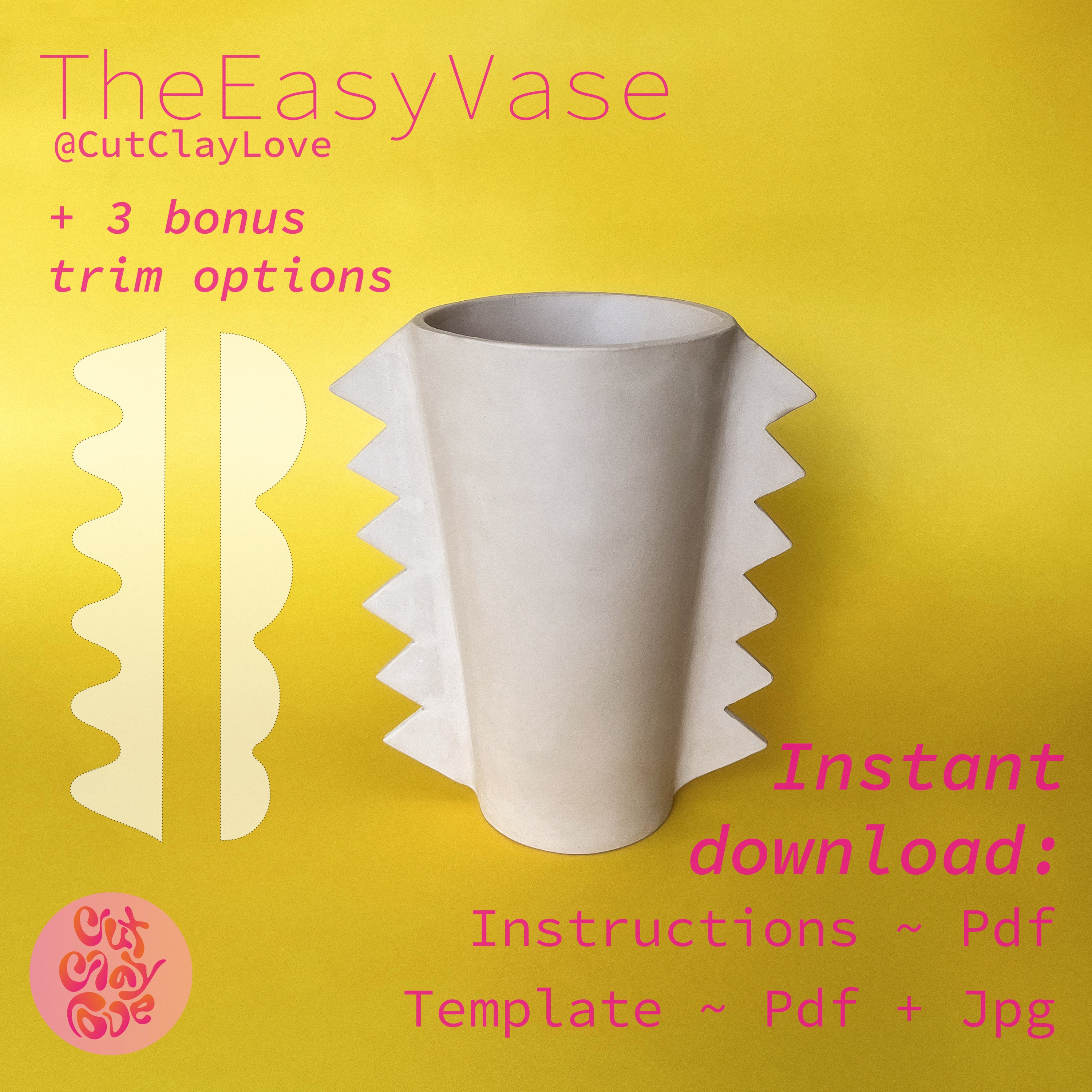 Easy Vase Pottery Template Slab Building Tutorial Ceramic Tools Easy ...