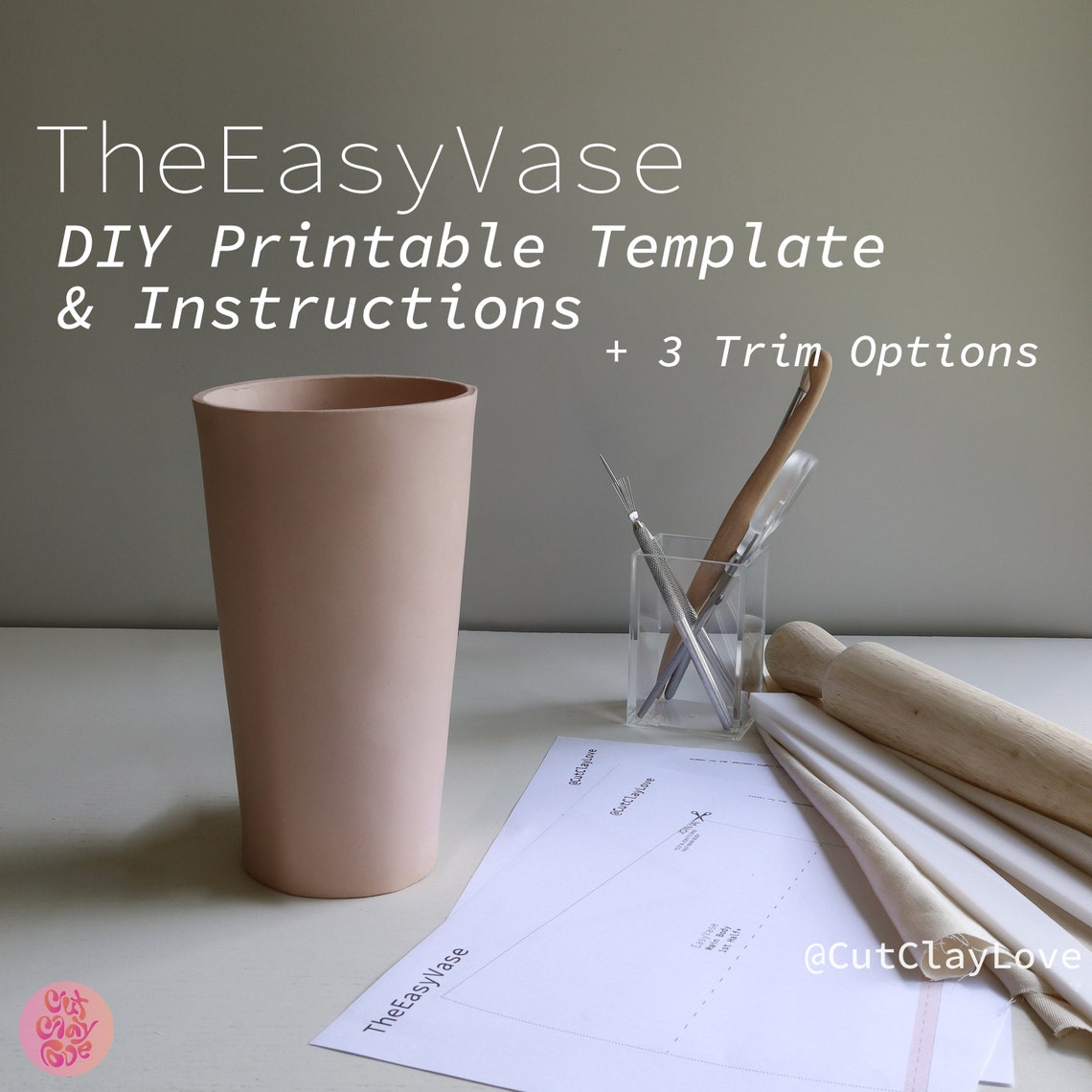 Easy Vase Pottery Template Slab Building Tutorial Ceramic Tools Easy ...