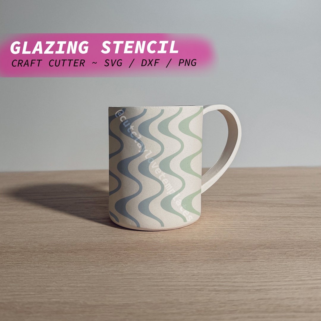 Glaze Stencil Sheet for Craft Cutter ~ Retro Squiggle Cup Artwork ...