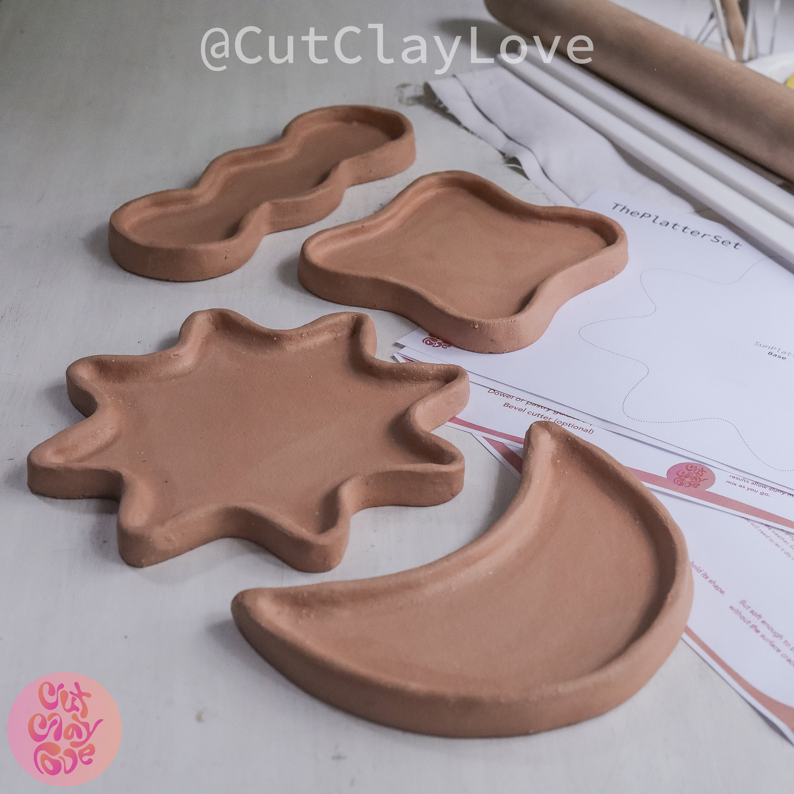 Platter Set Template Slab Building Template DIY Ceramics Handmade Dish ...