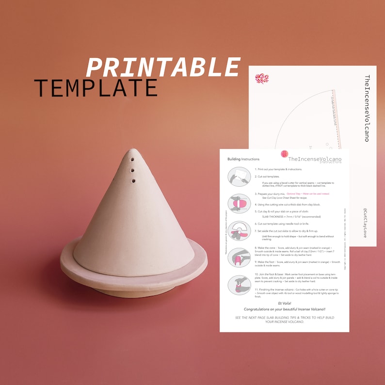 Incense Volcano Pottery Template Slab Building Ceramics Tools for ...
