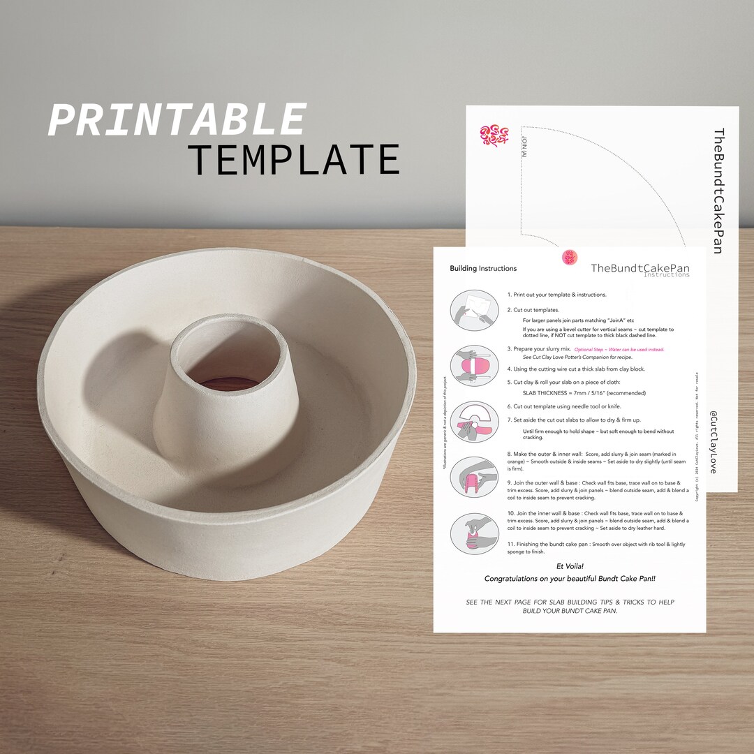 Bundt Cake Pan Slab Pottery Template Hand Building Ceramics Tools for ...