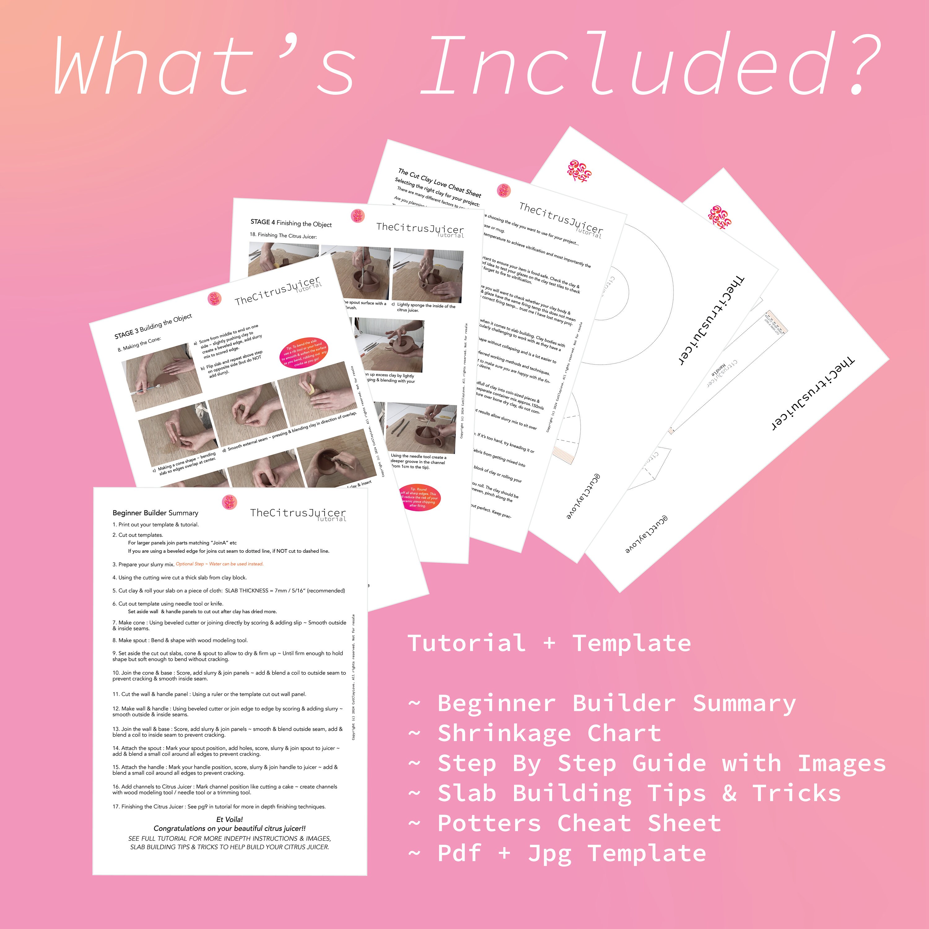 Slab Pottery Template for Citrus Juicer Printable Hand Building ...