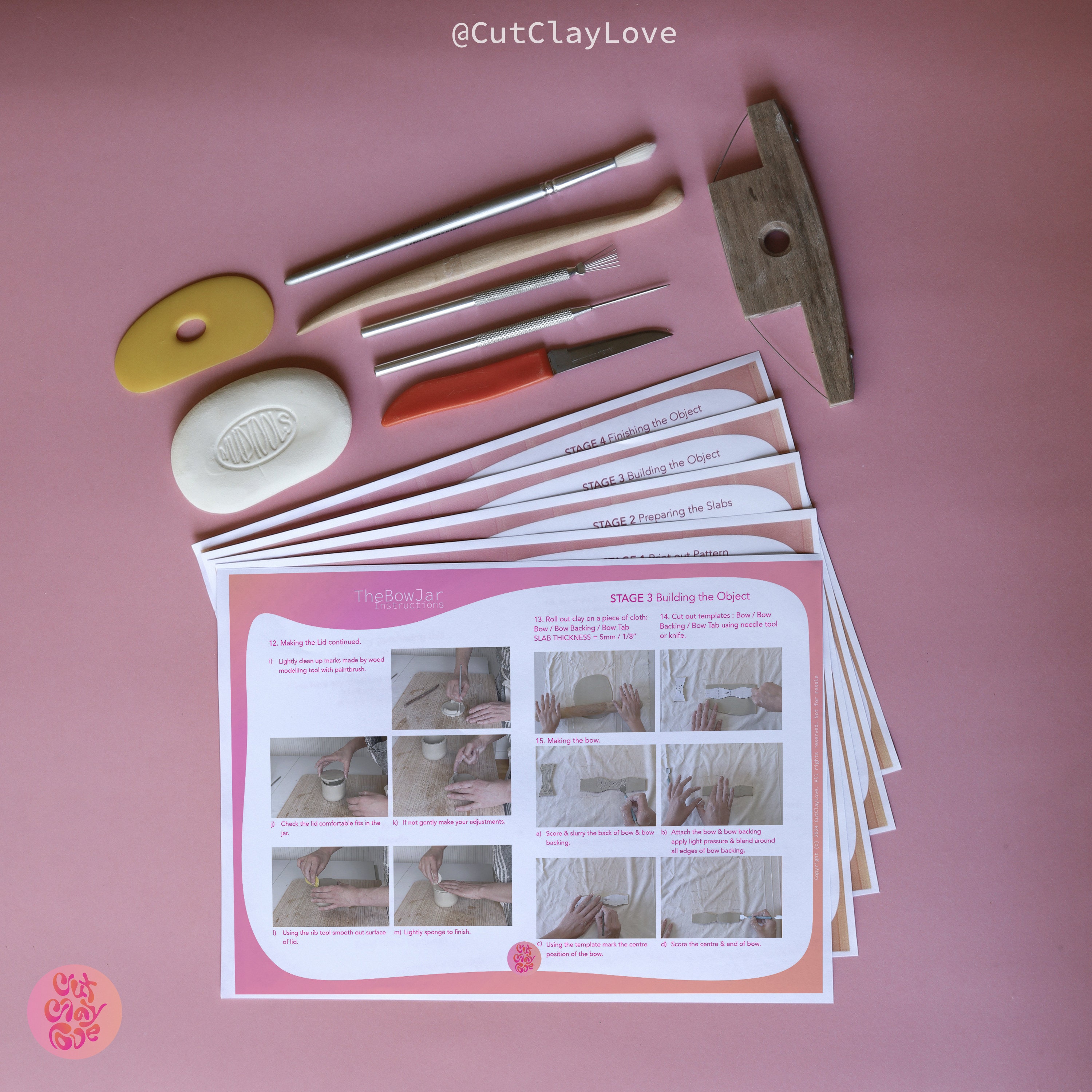 Bow Jar Pottery Template Slab Building Tutorial Easy DIY Handmade ...