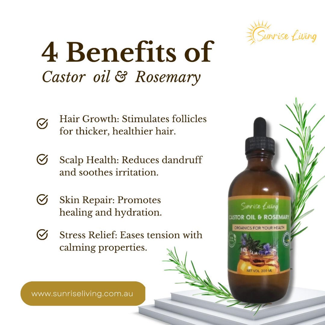 Hair Growth Rosemary & Castor Oil Infusion 100% Pure and Organic - Etsy