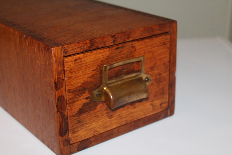 Vintage Single Drawer Wood Card Catalog Dovetailed With Brass Pull - Etsy