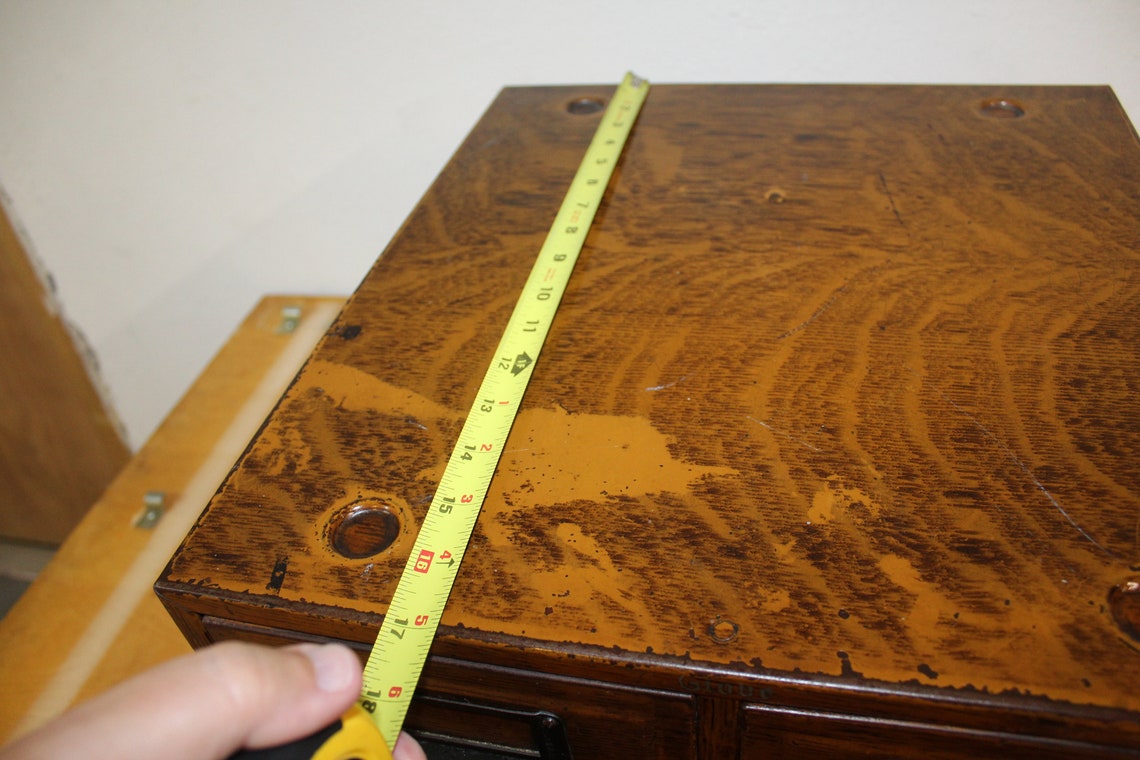 Antique Globe Wood-look Metal Card Catalog With Label Holders, Vintage ...