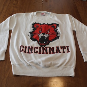 Vintage University of Cincinnati Bearcats White Sweatshirt -large RARE ...