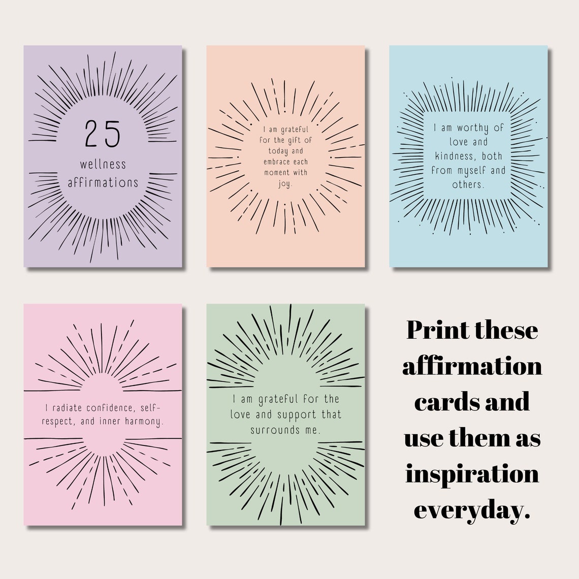 Wellness Affirmation Cards, Mindset Affirmation Cards, Wellness Cards ...