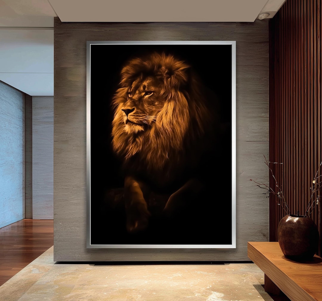 Realistic Lion Wall Art – Majestic Wildlife Canvas Print, Hyper ...